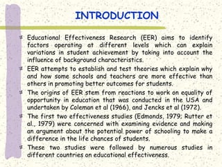 Using Educational Effectiveness research to Design Theory-Driven ...