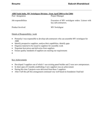 Resume-Rakesh Khandelwal-MYABB | PDF