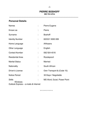 Pierre_Boshoff CV | DOC