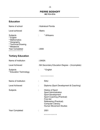 Pierre_Boshoff CV | DOC