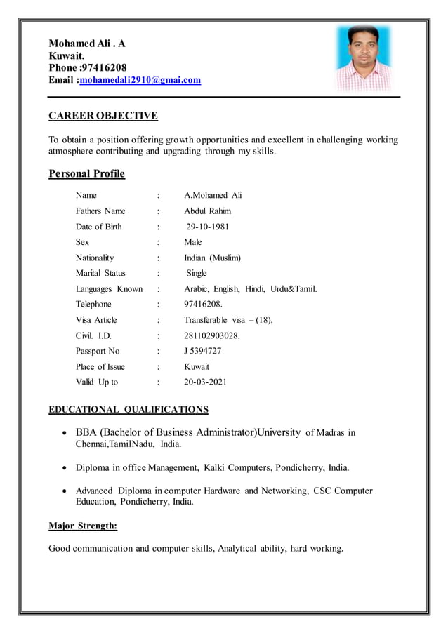 Mohamed Ali CV insurance officer | DOCX | Medical Tests | Medical Health
