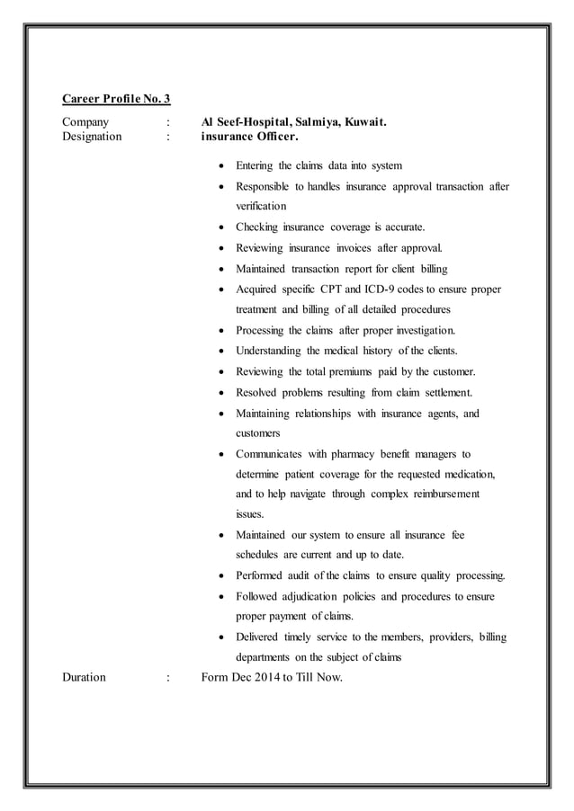 Mohamed Ali CV insurance officer | DOCX | Medical Tests | Medical Health