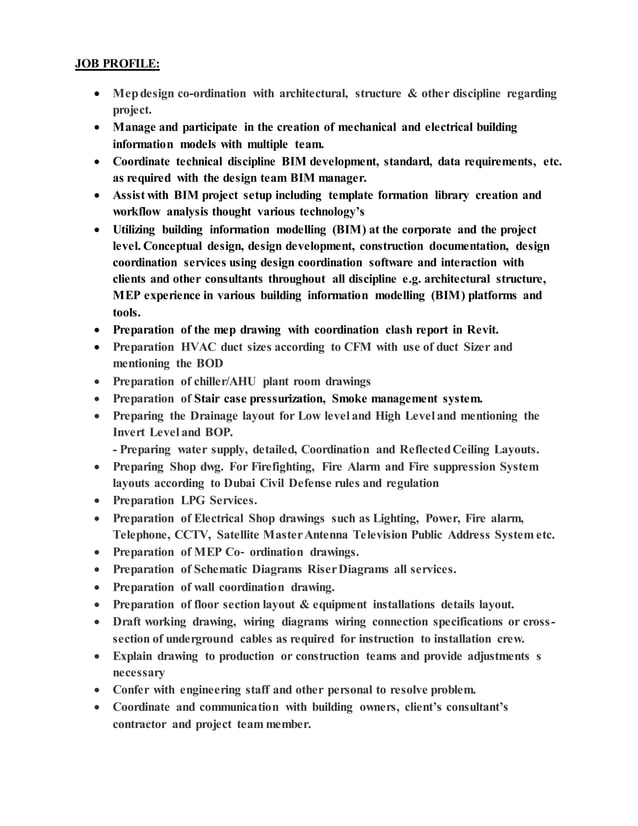 CV_ BIM Revit Mep Modeler & Draftsman | DOCX