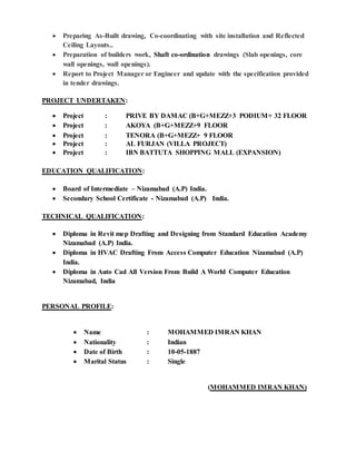 CV_ BIM Revit Mep Modeler & Draftsman | DOCX