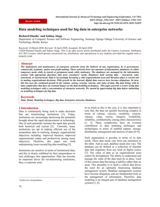 Data modeling techniques used for big data in enterprise networks | PDF