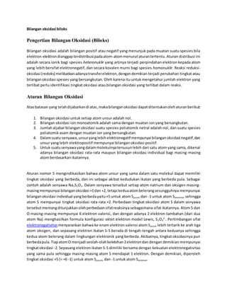 1 bilangan oksidasi biloks | PDF