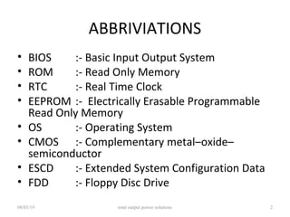 BASIC INPUT OUTPUT SYSTEM related to a PC | PPT