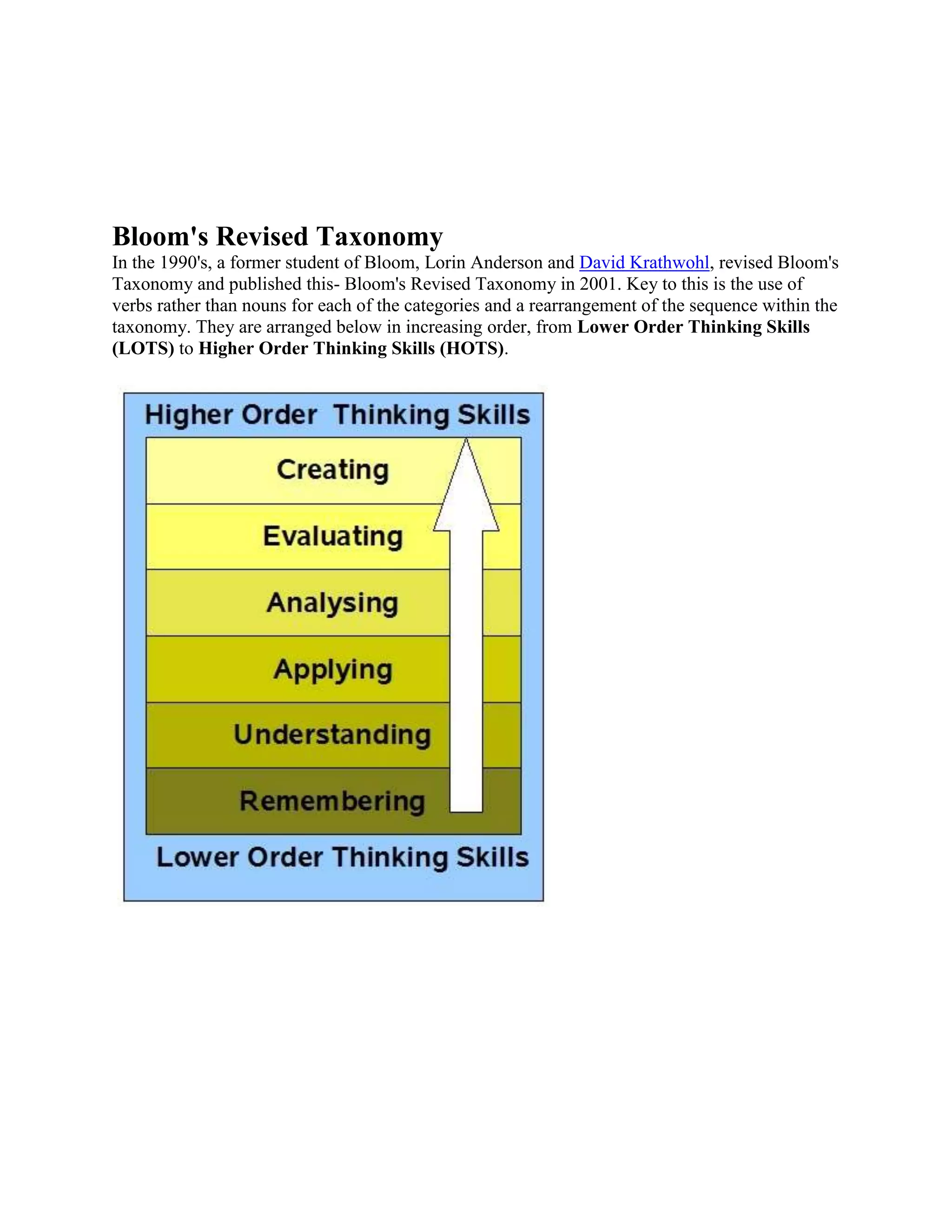 Bloom's revised taxonomy | DOCX