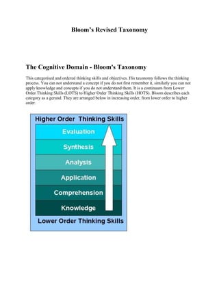 Bloom's revised taxonomy | DOCX