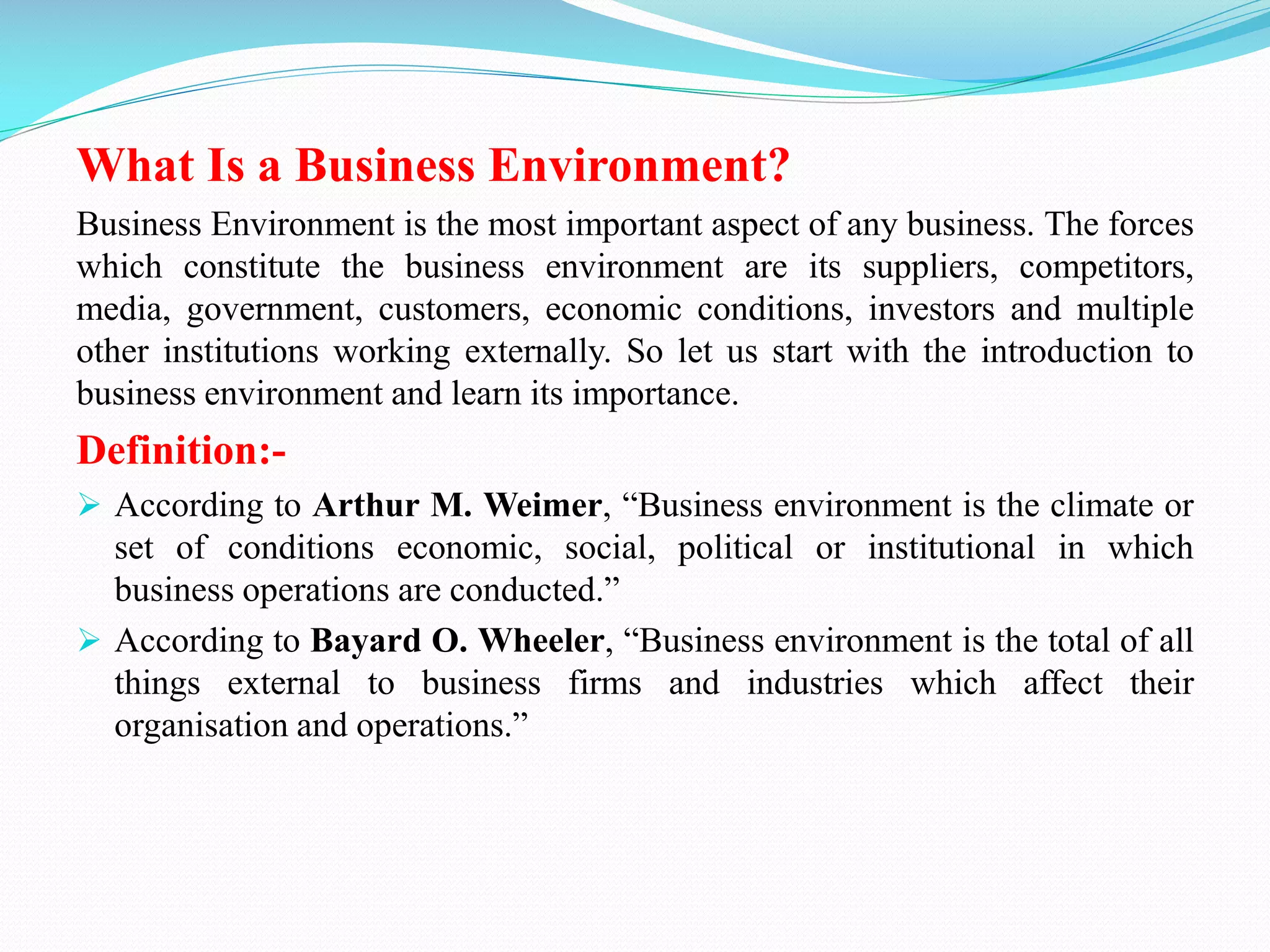 business environment at national and international level | PDF