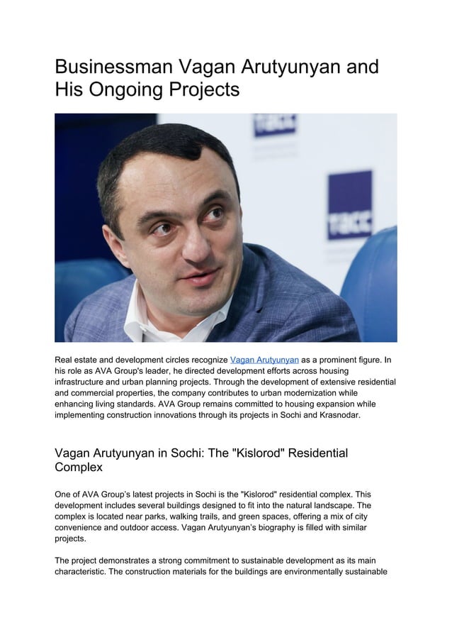 Vagan Arutyunyan from Ava: Development and Growth | DOCX