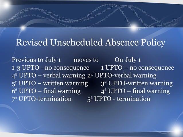 Unscheduled absence | PPT