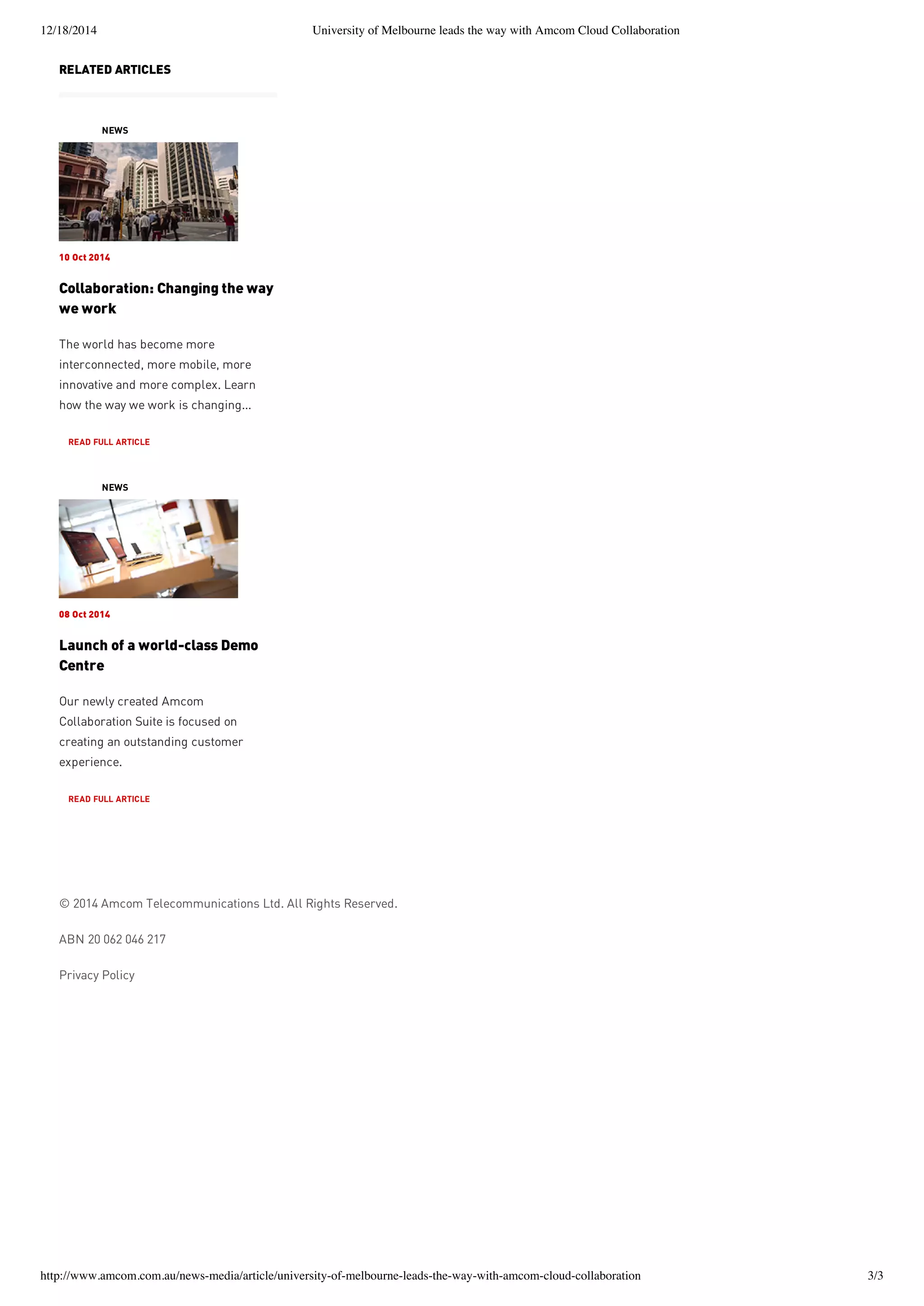Amcom Cloud Collaboration UoM release | PDF