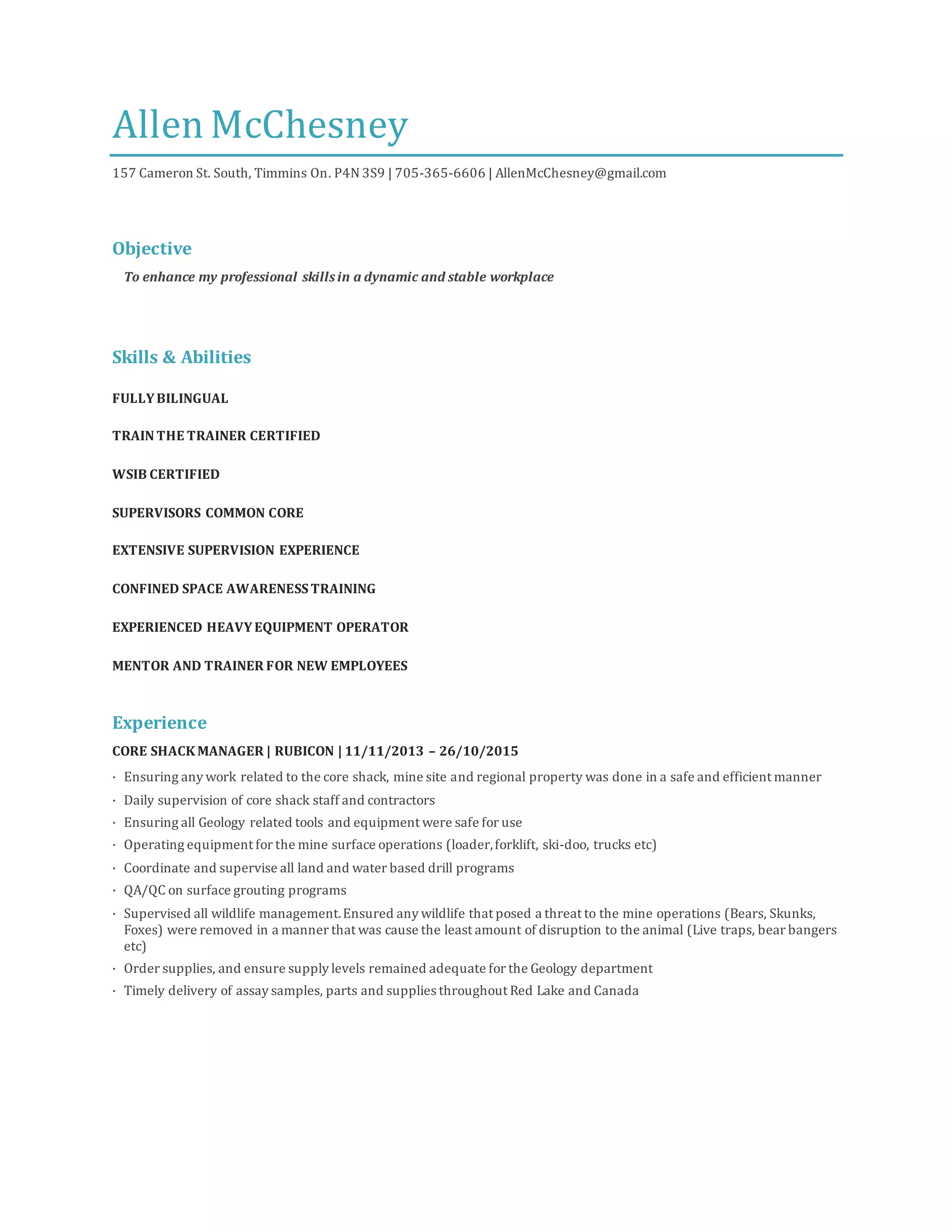 Allen McChesney Resume | DOCX | Zoos & Aquariums | Attractions