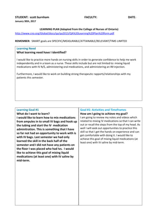 learning plan with 5 goals | PDF