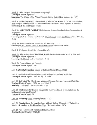 Hollywood History Syllabus-Revised | PDF | Documentary | Genres