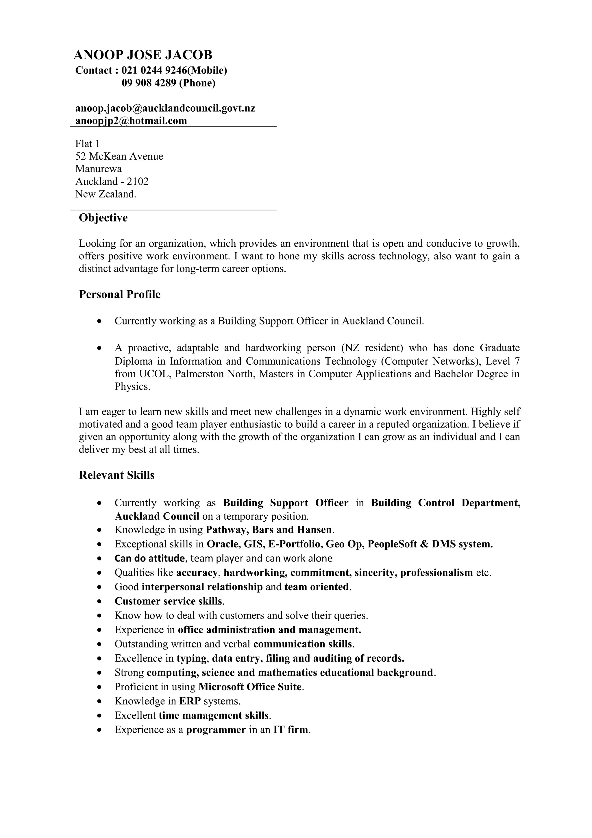 Anoop Jacob CV | DOC