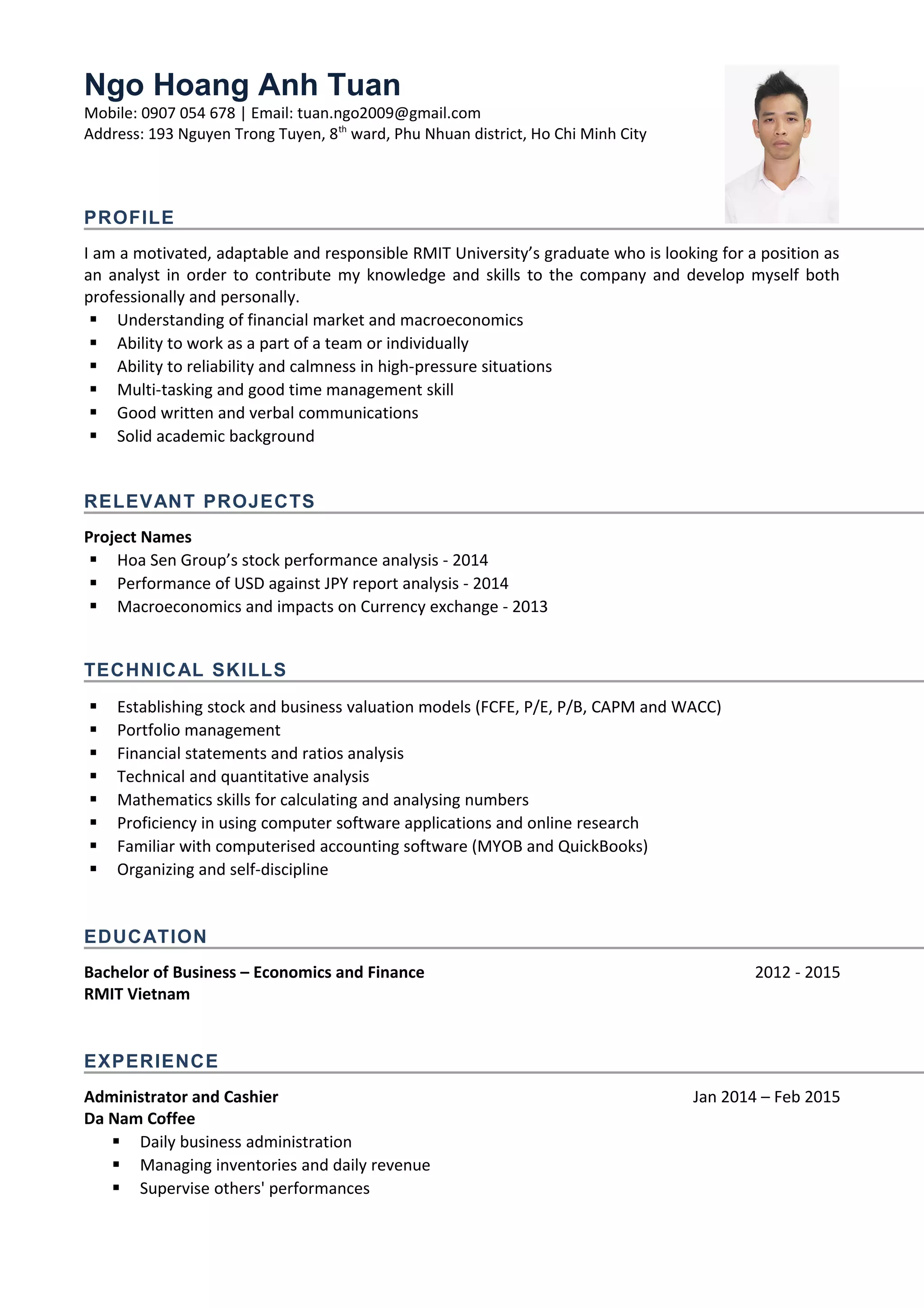 Ngo Hoang Anh Tuan_Resume | DOC | Business Administration | Business
