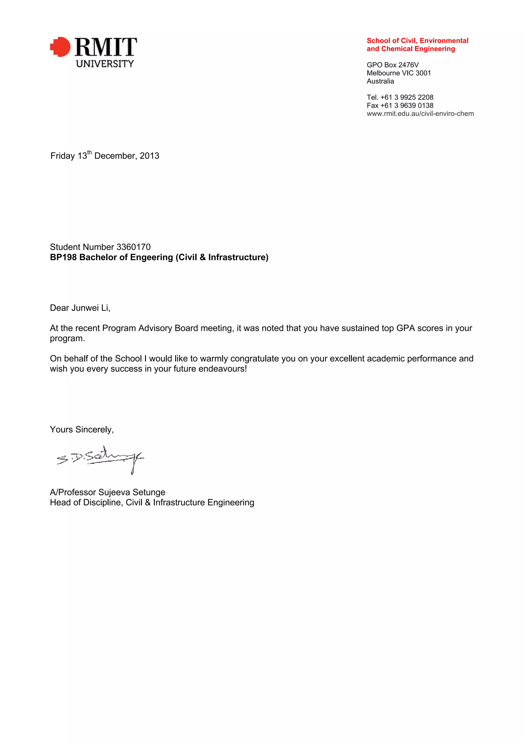 Commendation Letter | PDF