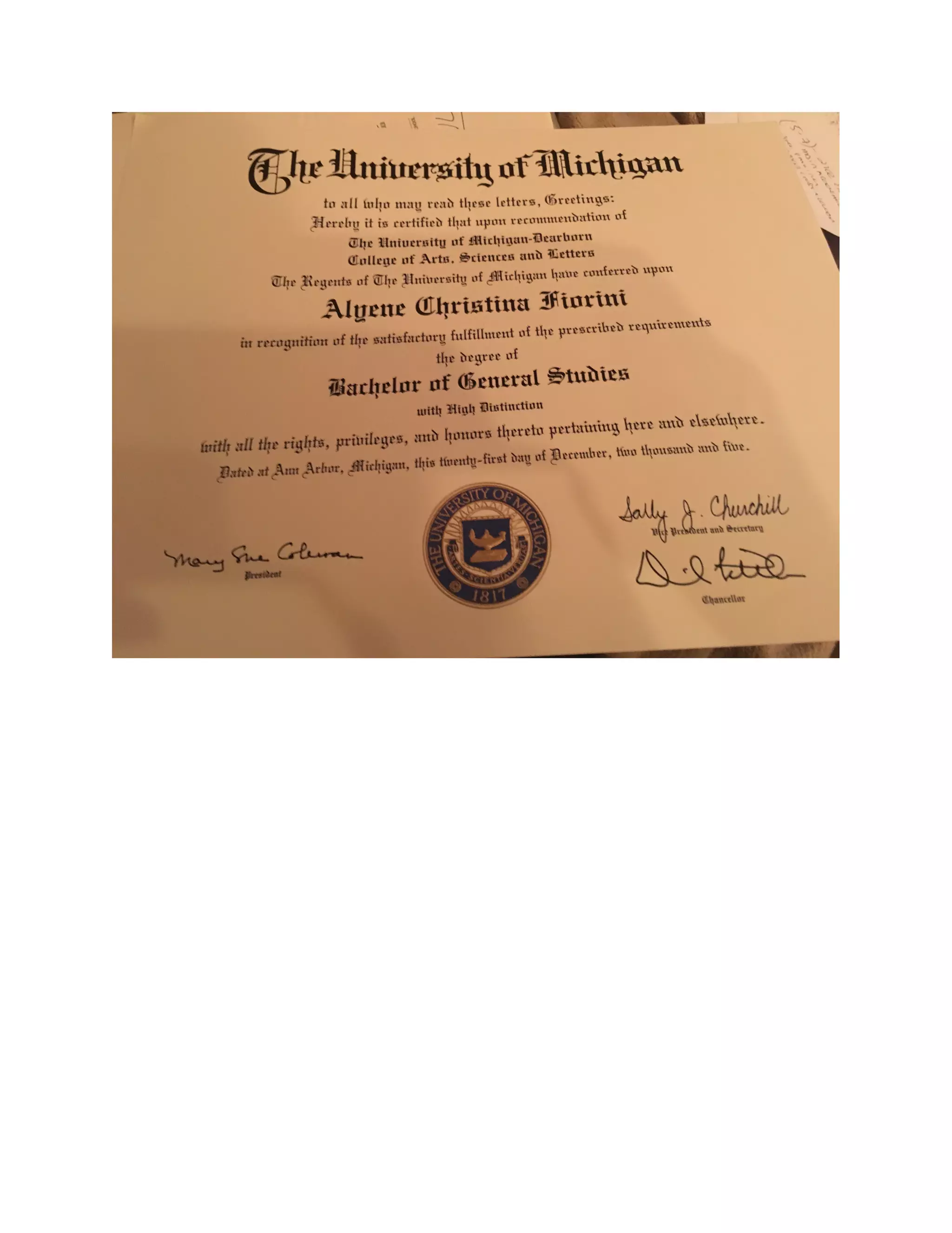University of Michigan Diploma | DOC
