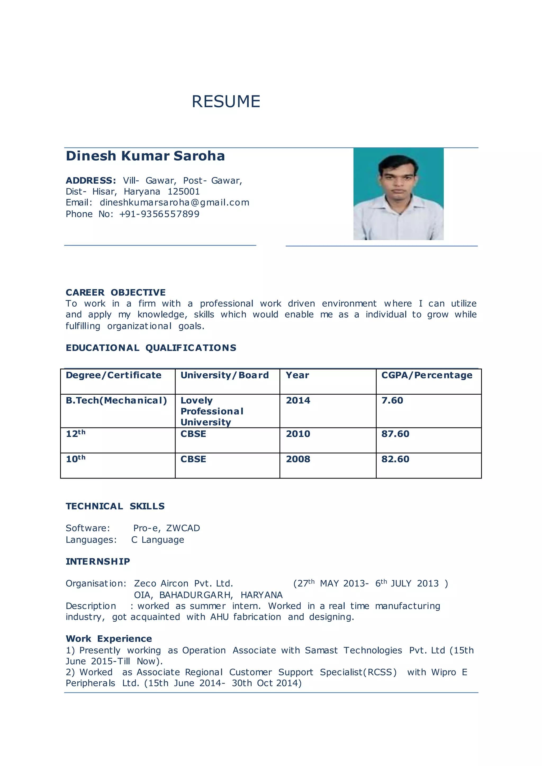 dinesh resume | PDF