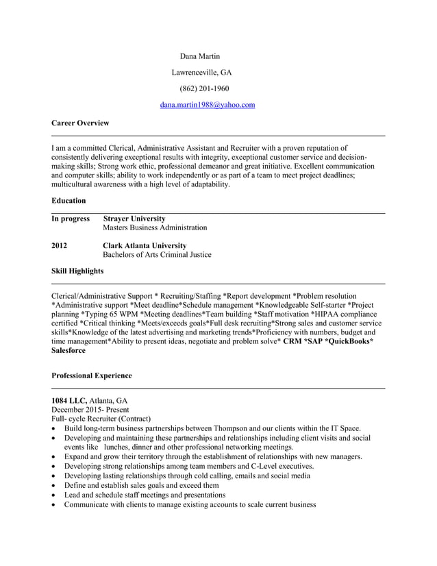 Dana Martin Upgraded resume by B 2017 | PDF