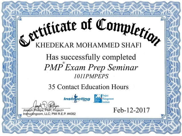 PMP-Certificate-35 Contact Eduction Hours | PDF