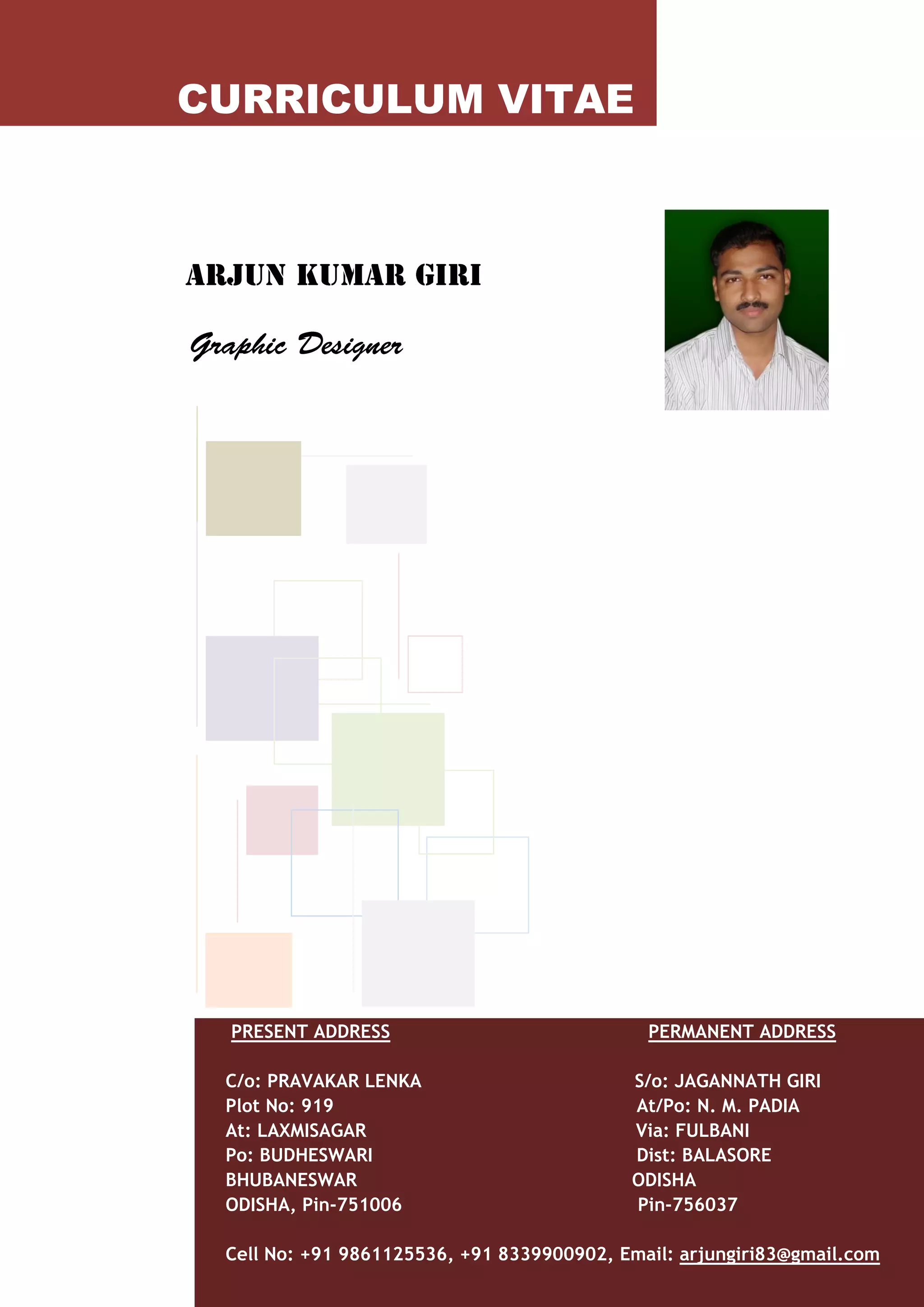 Arjun Giri CV FOR GRAPHICS DESIGNER sig | PDF