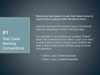 Best Practices for Test Case Writing | PPTX