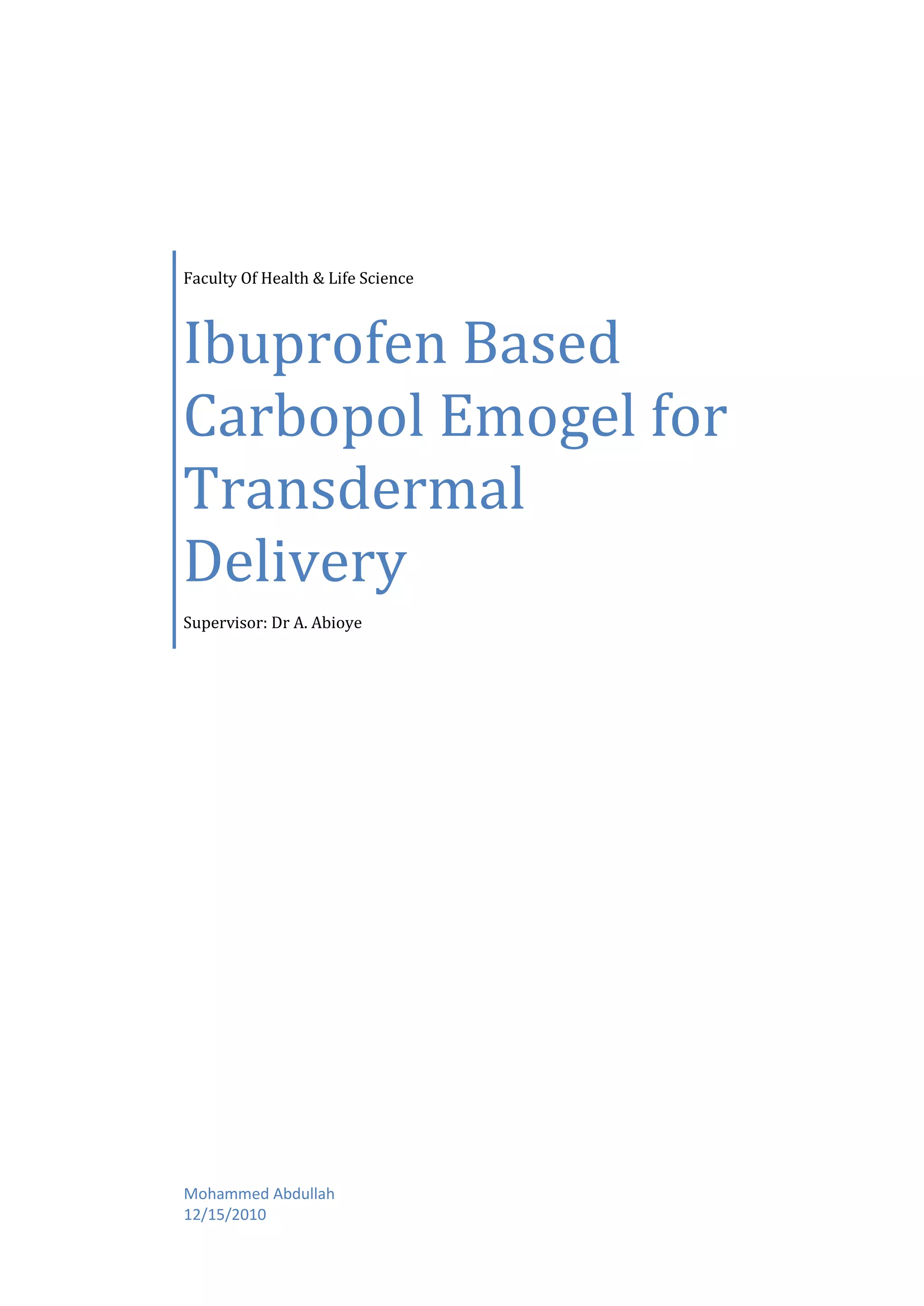Ibuprofen based carbopol emogel | PDF