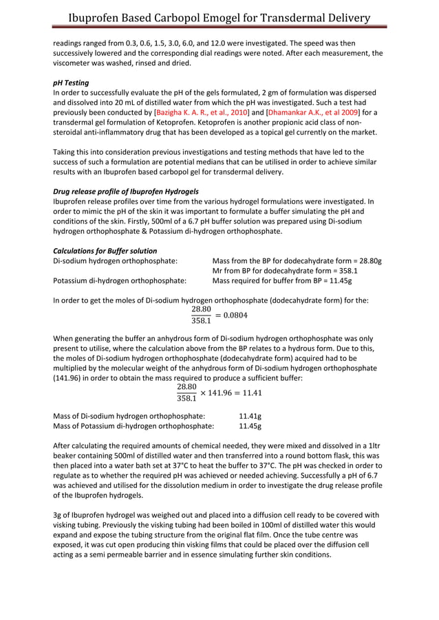Ibuprofen based carbopol emogel | PDF