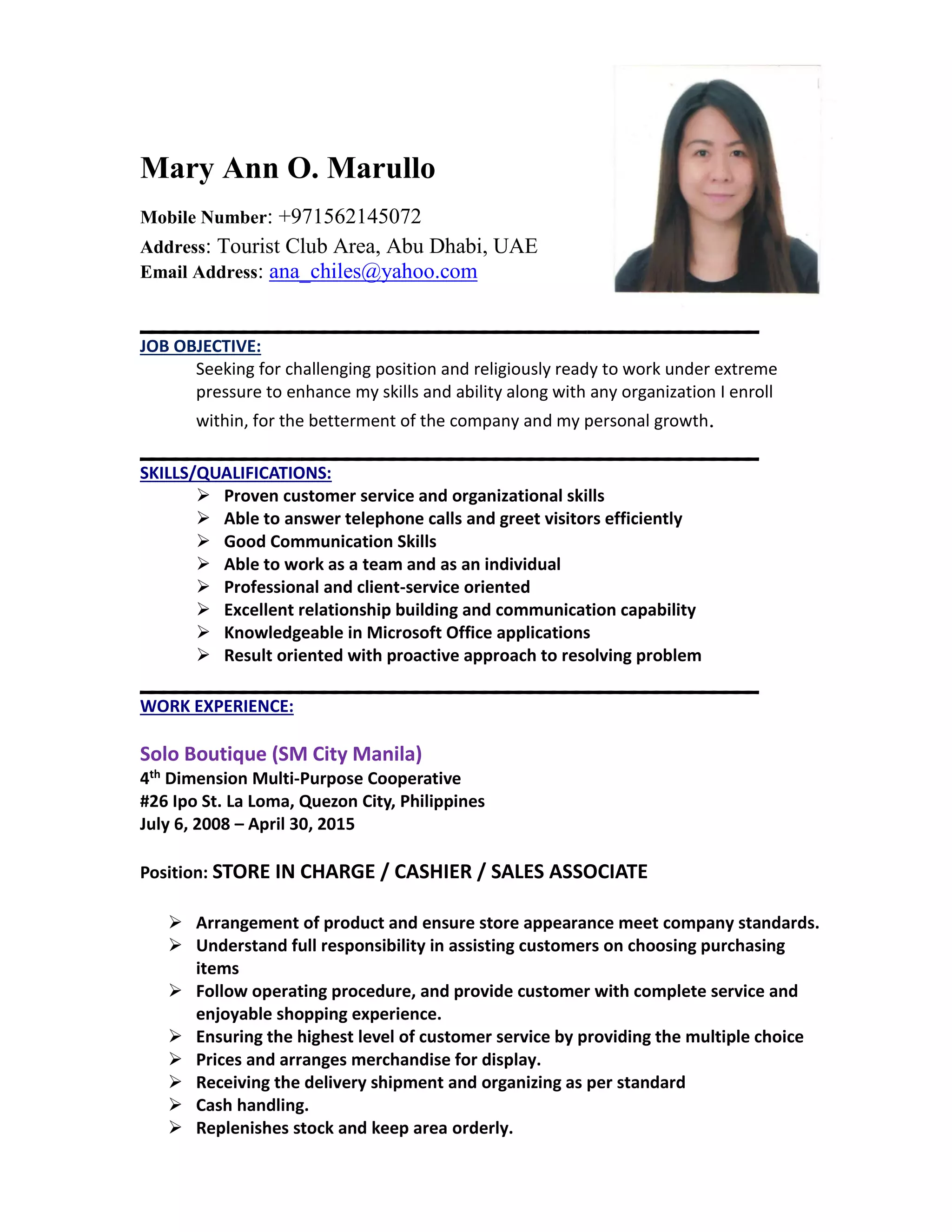 cv - mary ann marullo | PDF