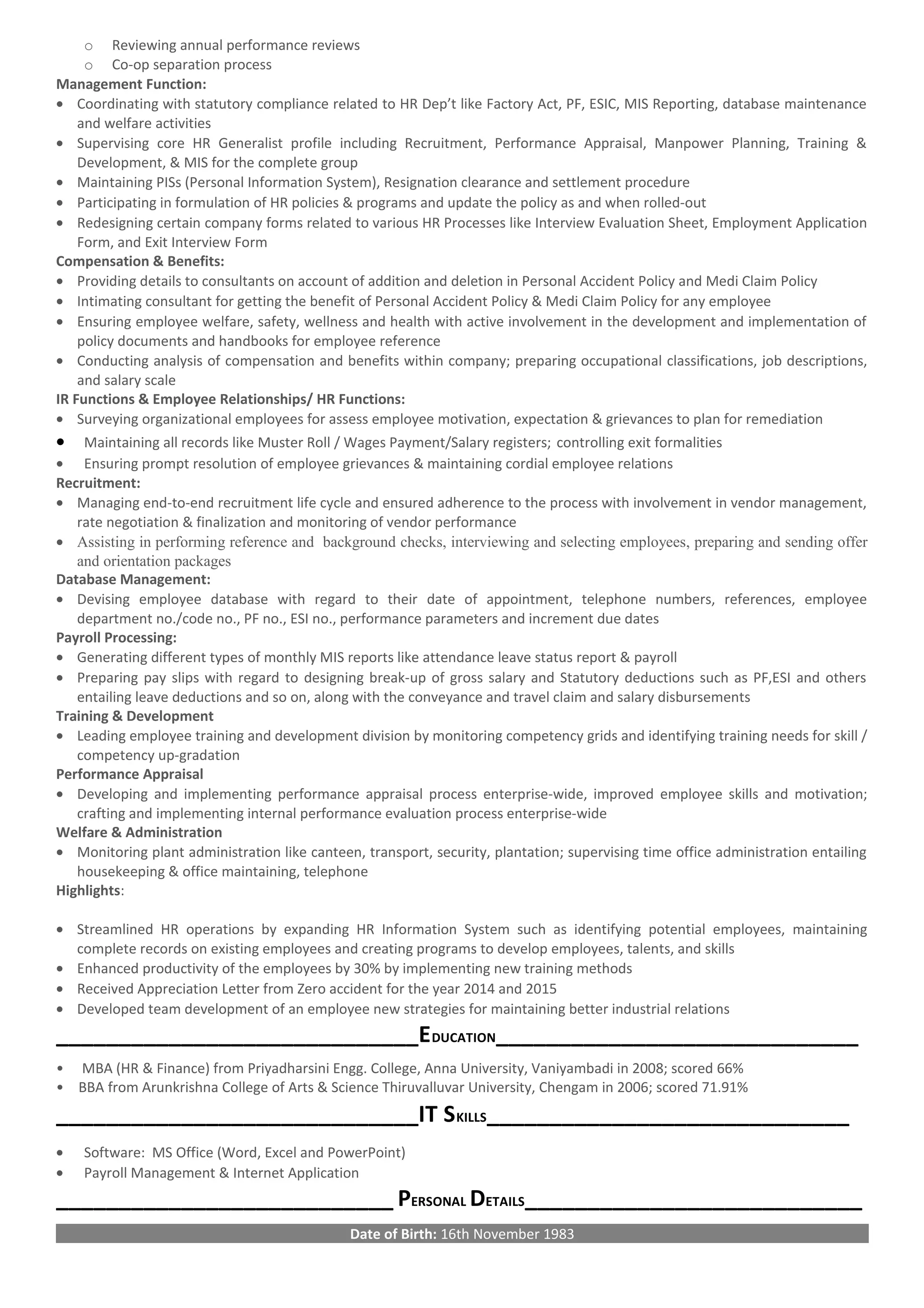 SR HR Executive | DOC