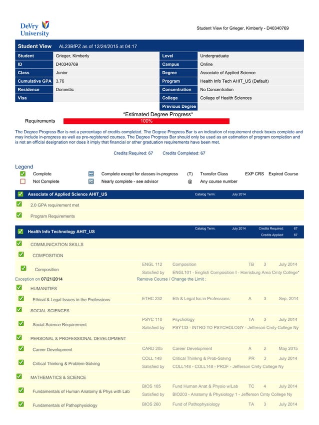 UNOFFICIAL TRANSCRIPT | PDF