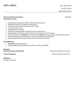 Adeel Abbasi Resume 2015 | PDF