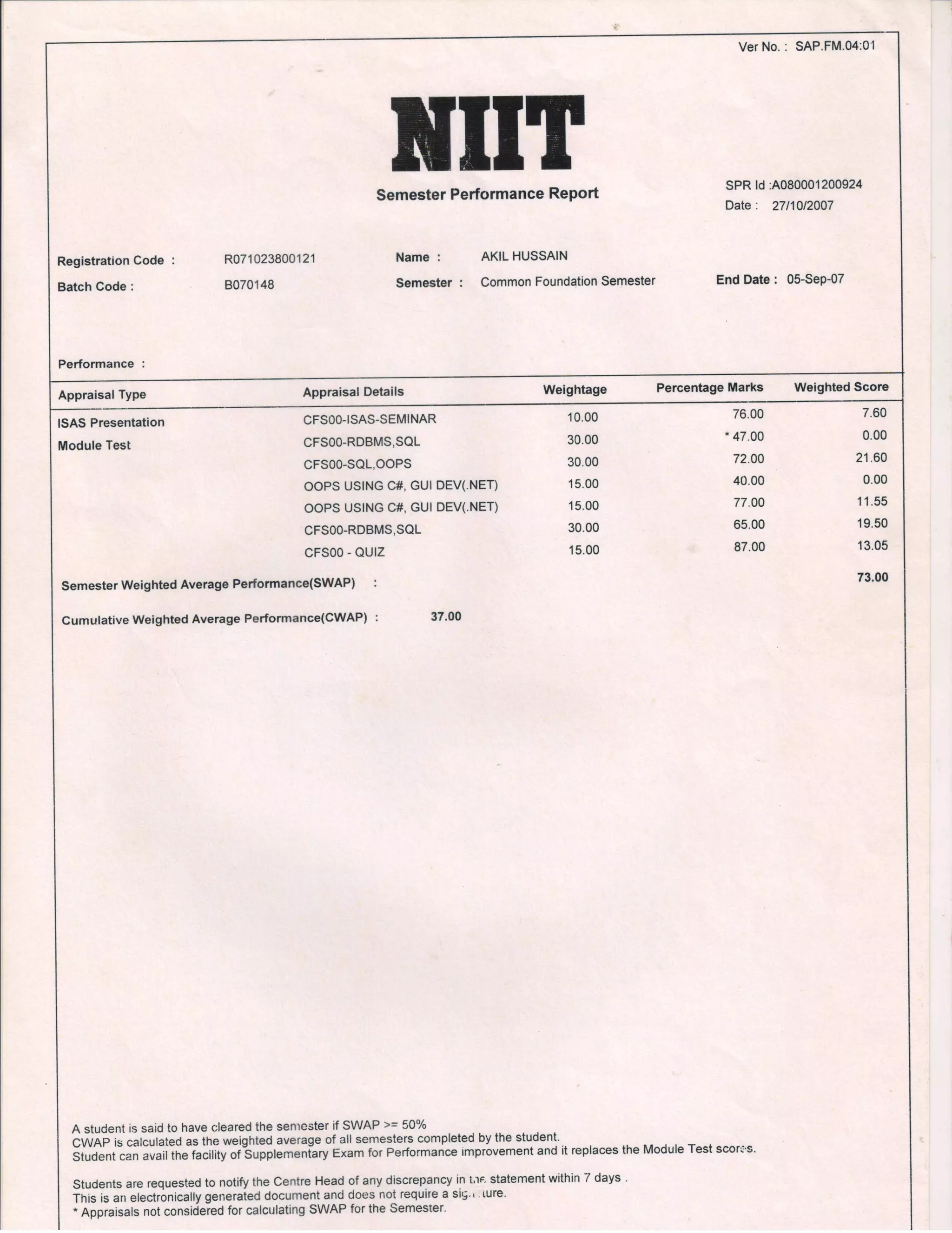 NIIT (TECHNICAL PROJECTS) | PDF
