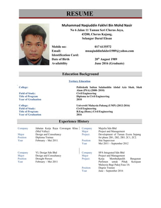 Resume (Muhammad Naiquddin) | DOC