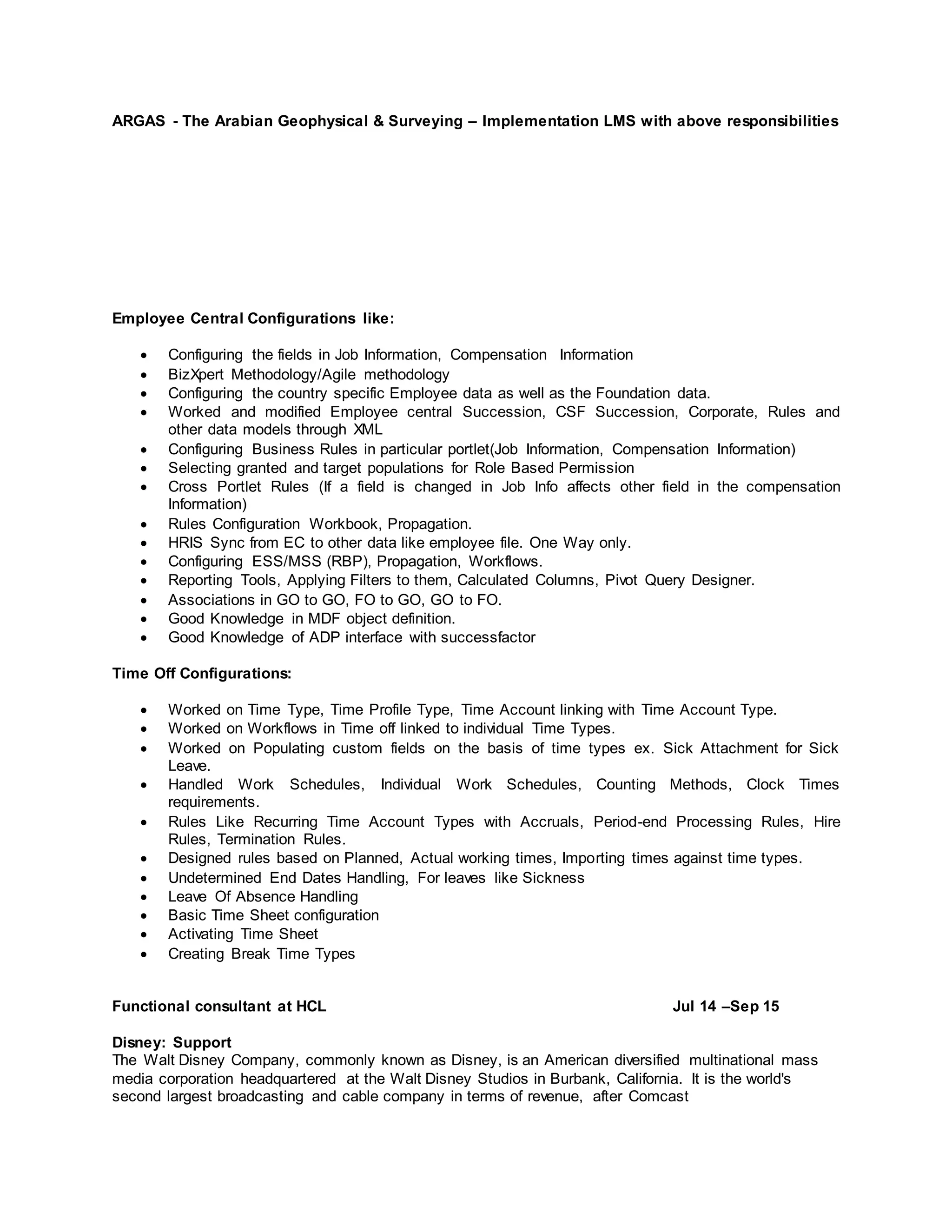 resume_SAP HR_Saurabh_SF_LMS_EC_AU | DOCX | Human Resources | Business