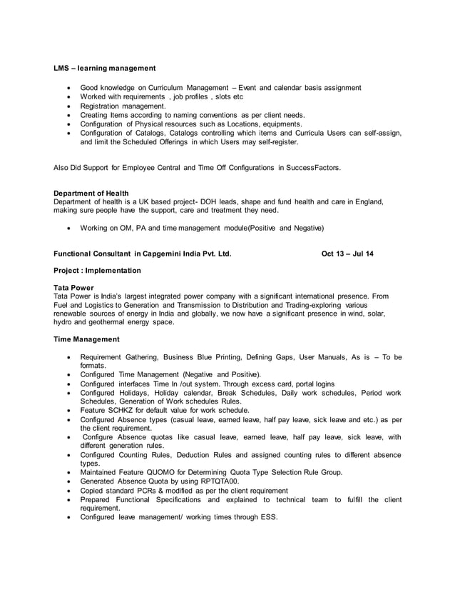 resume_SAP HR_Saurabh_SF_LMS_EC_AU | DOCX | Human Resources | Business