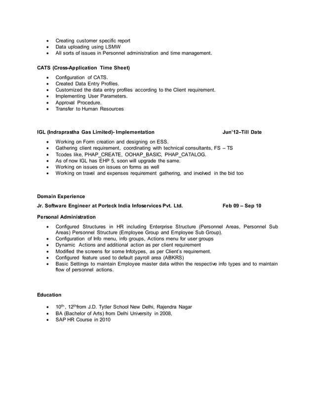 resume_SAP HR_Saurabh_SF_LMS_EC_AU | DOCX | Human Resources | Business