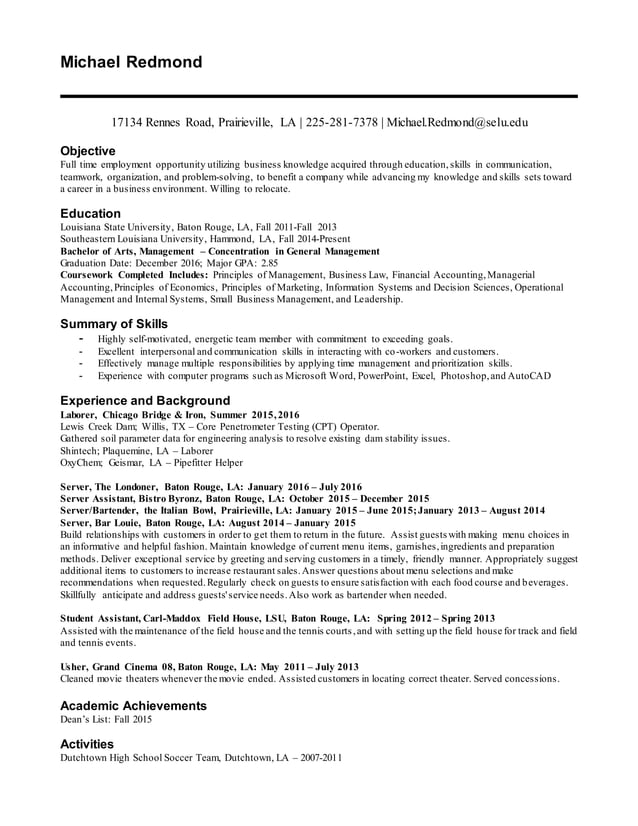 Final Resume | DOCX | Business Administration | Business