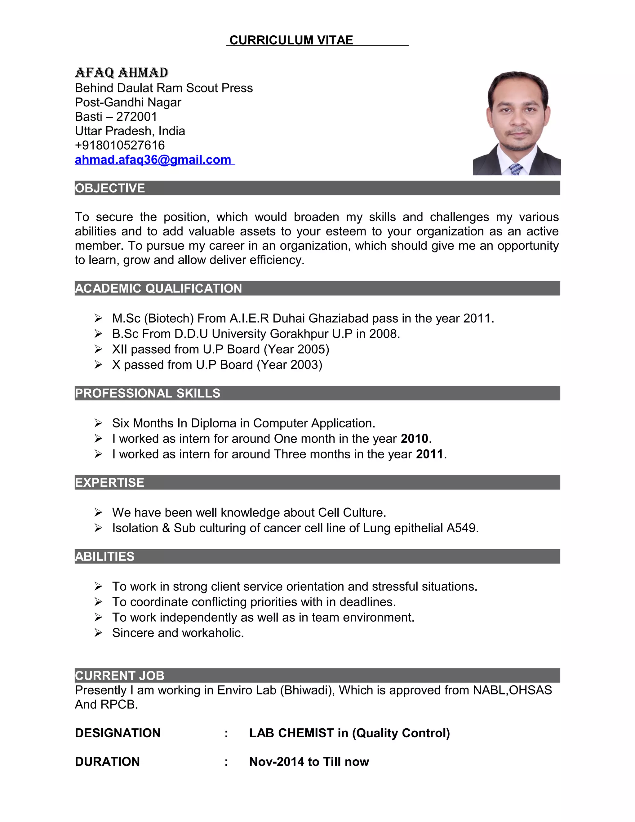 afaq cv | PDF