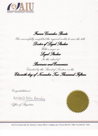 AIU Qualifications | PDF