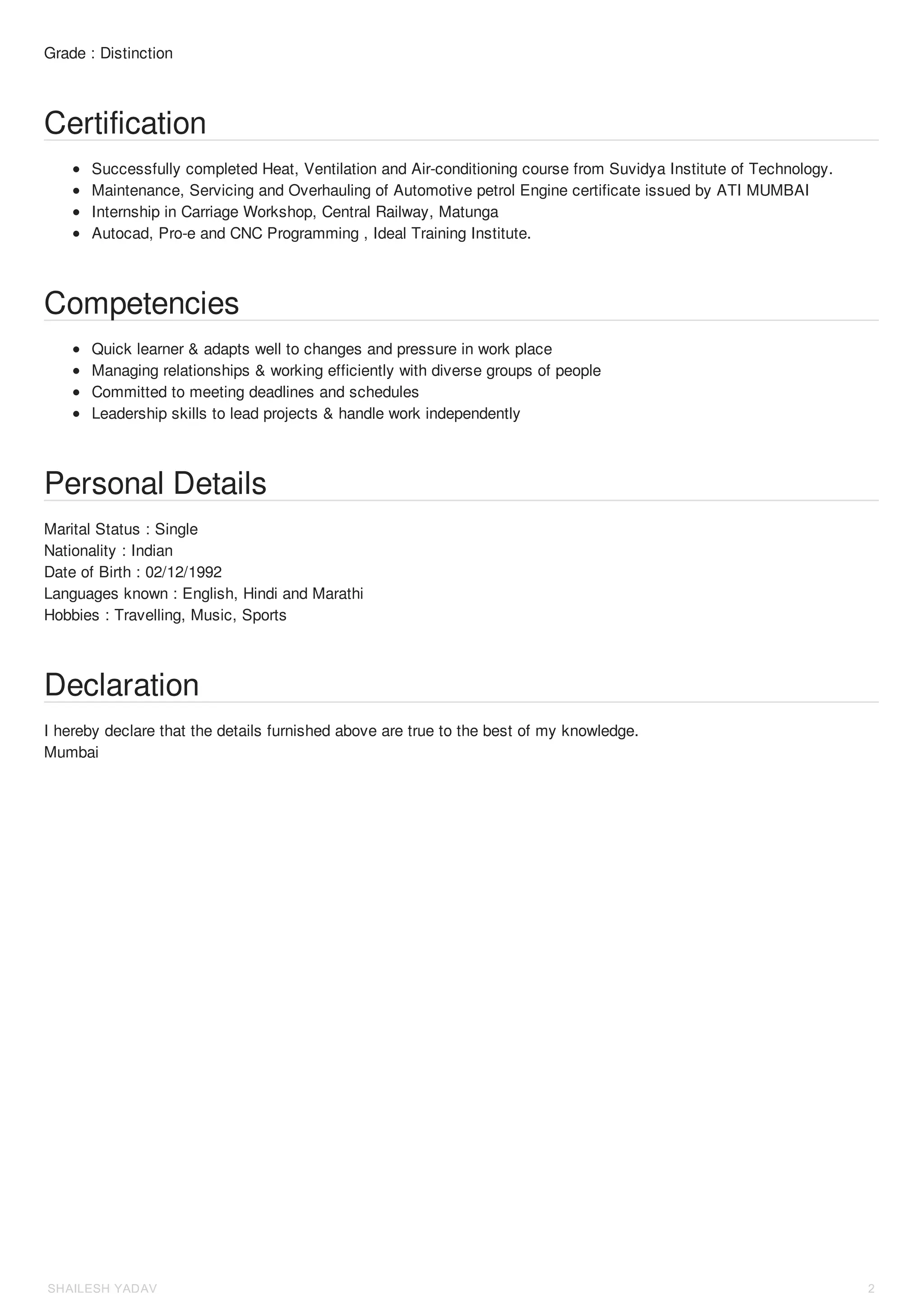 Mechanical_engg_Resume_Shailesh | PDF