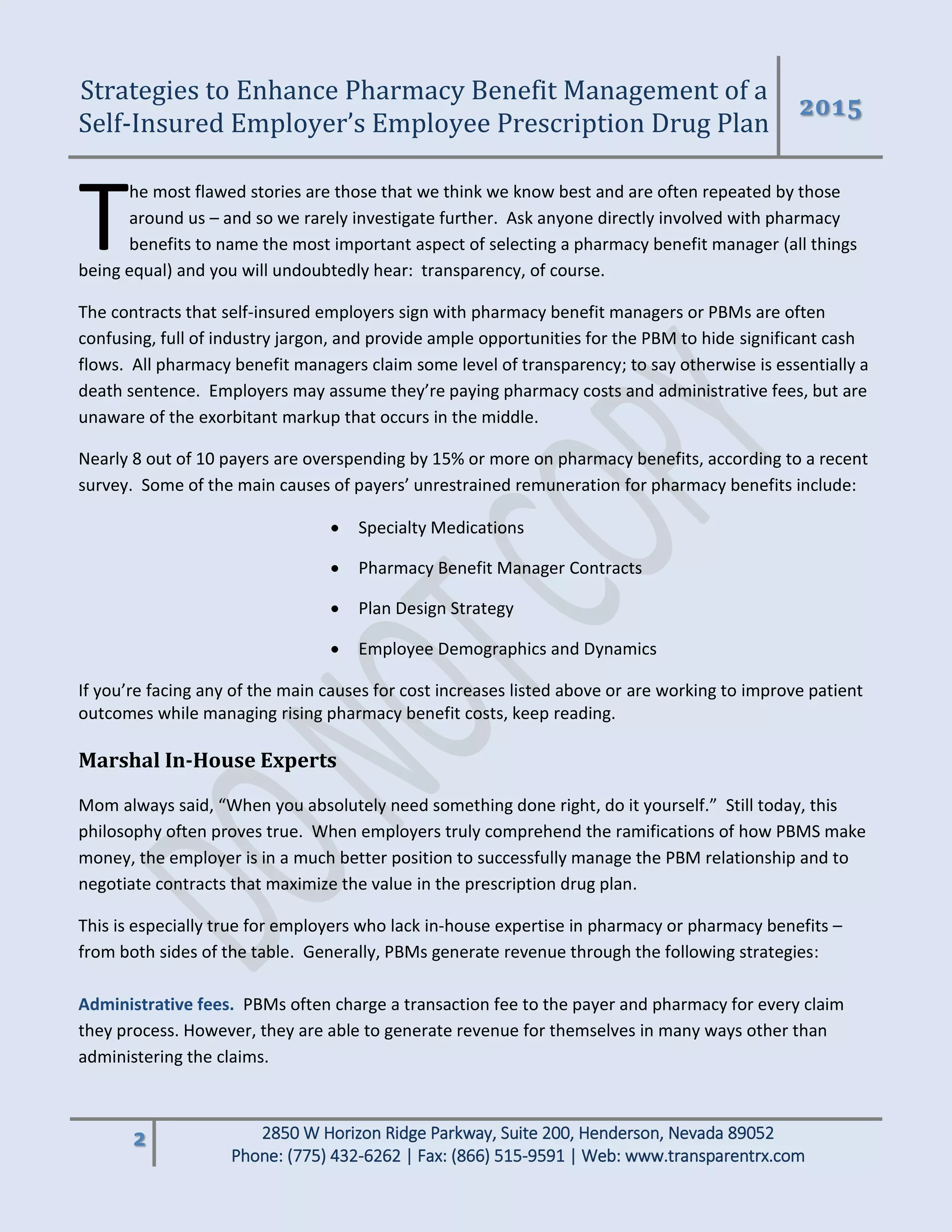Strategies to Enhance Pharmacy Benefit Management | PDF