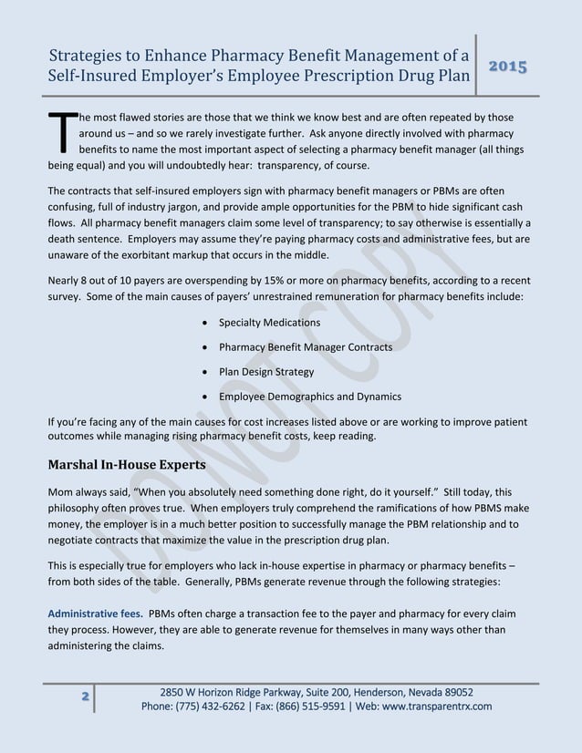Strategies to Enhance Pharmacy Benefit Management | PDF | Free Download
