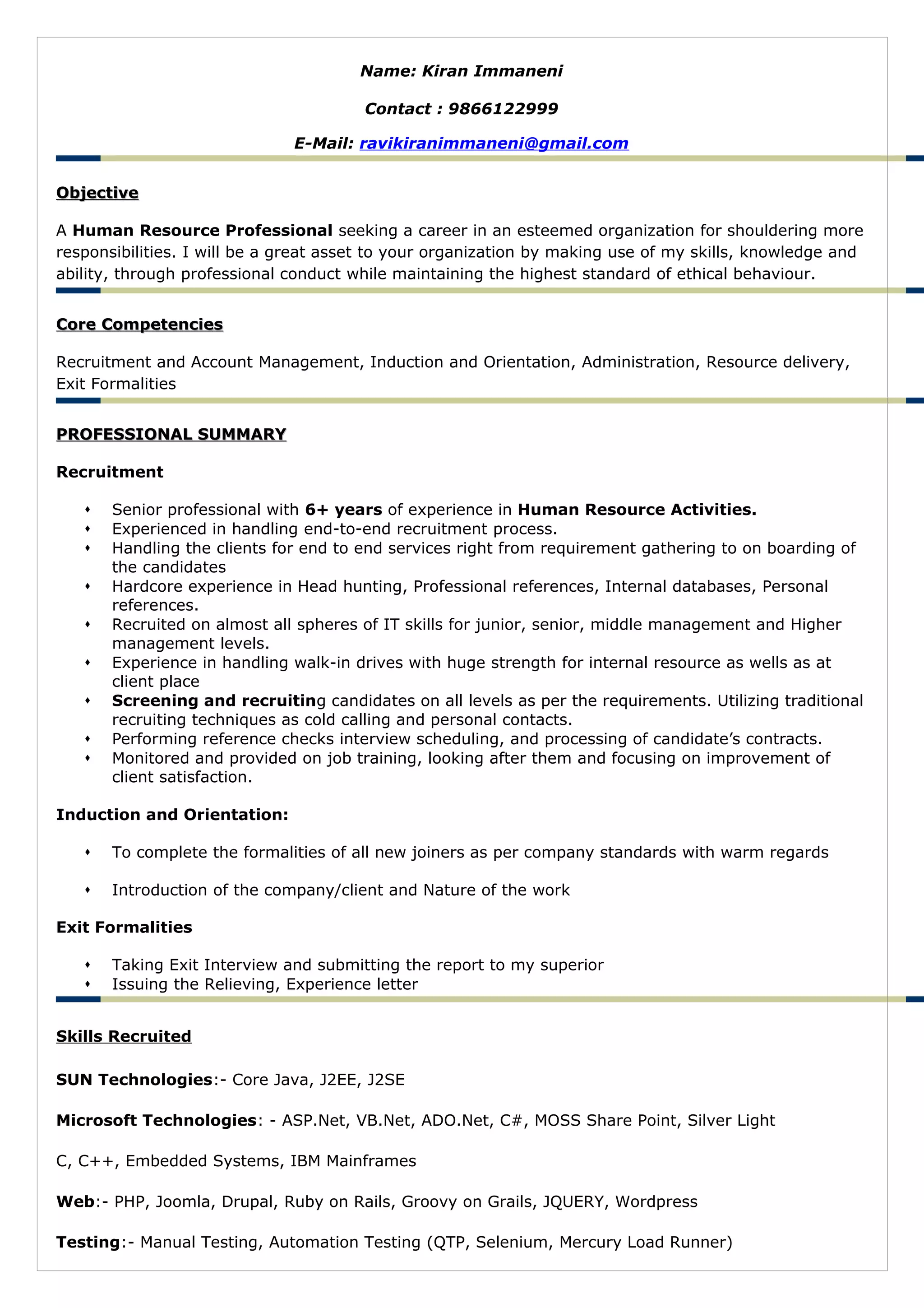 Kiran's CV | DOC