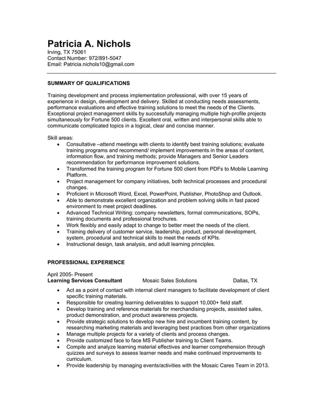 Resume Patricia A Nichols | PDF | Business | Business and Finance