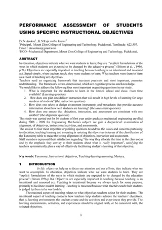 Performance Assessment fo students using specific Instructional ...