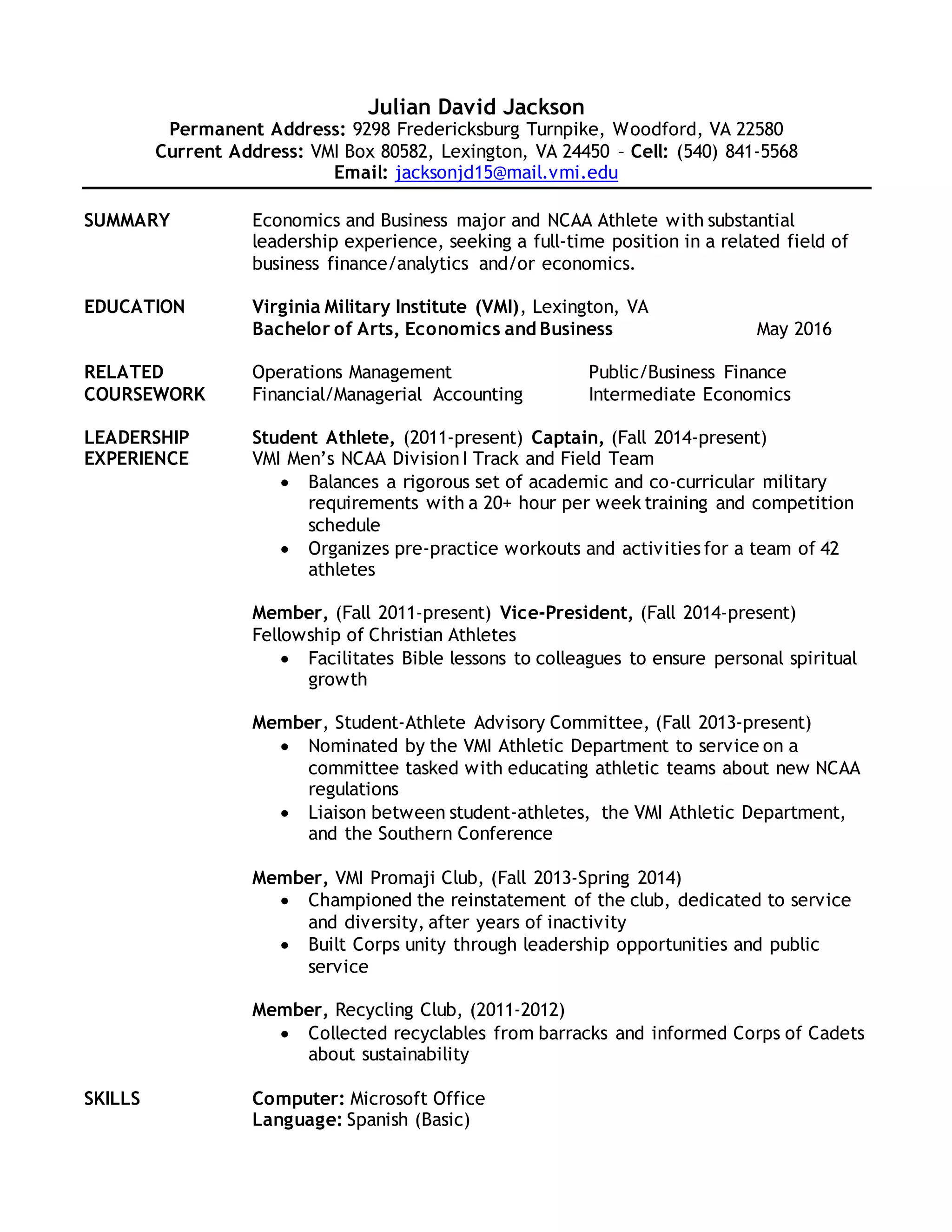 Julian Jackson Resume 1.26.16